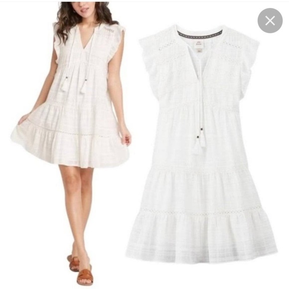 Knox Rose | Dresses | Knox Rose Bohemian Crochet Eyelet Tiered Ruffle ...